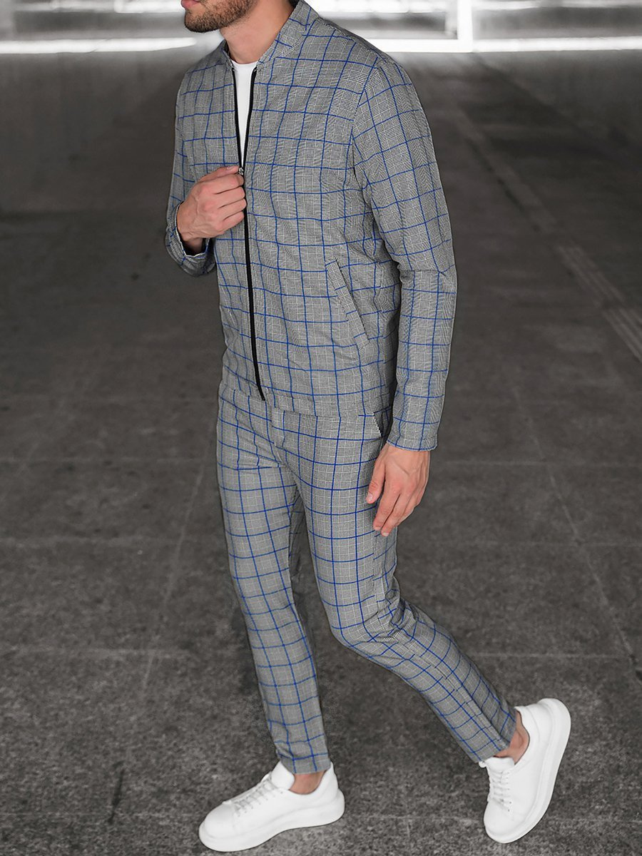 Ensemble homme - veste et pantalon chino Gris-bleu OZONEE DJ/5619 | OZONEE