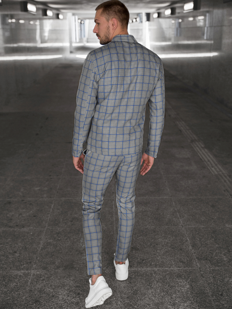 Ensemble homme - veste et pantalon chino Gris-bleu OZONEE DJ/5619 | OZONEE