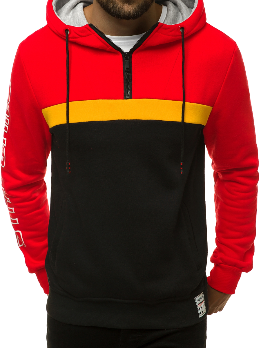Sweatshirt à capuche Homme Rouge et noir OZONEE JS/KS2223 | OZONEE