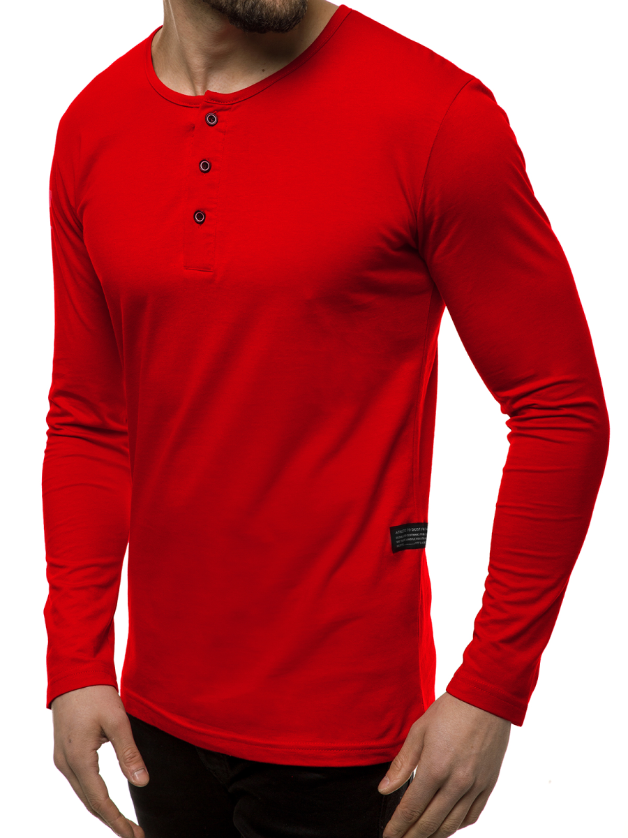 T-shirt à manches longues Homme Rouge OZONEE O/1114 | OZONEE