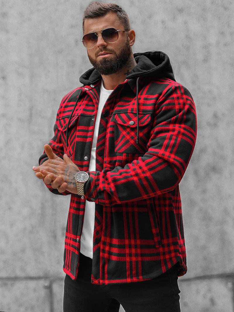 Chemise Homme Noir et Rouge OZONEE O/3A91/4 | OZONEE